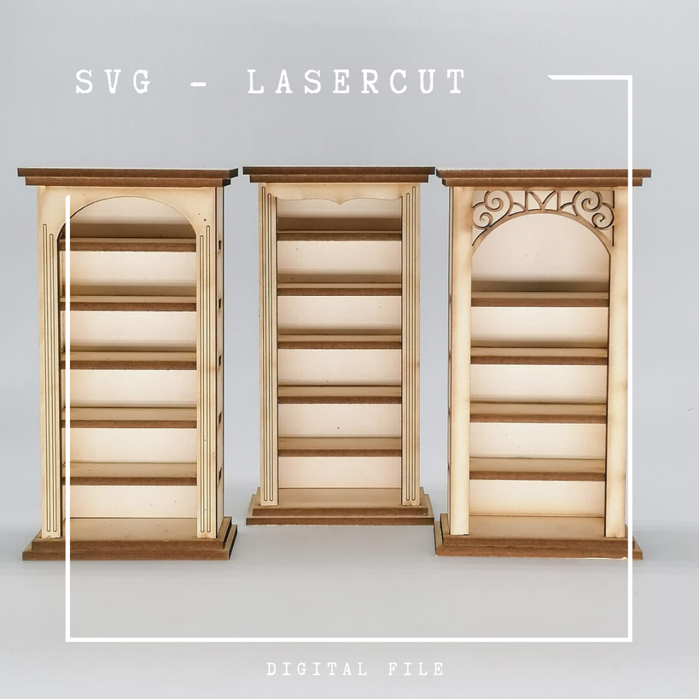 SVG digitaler Download Miniatur Bücherregal im Maßstab 1:12